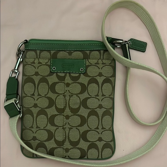 Coach | Bags | Coach Green And Cream Signature Crossbody Bag | Poshmark